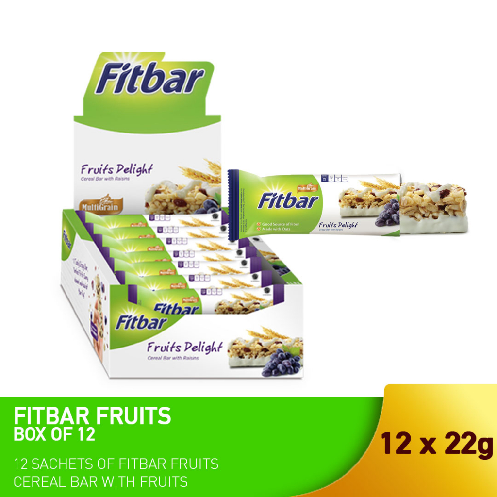 Fitbar Cereal Bar Fruits Regular Pack (12 x 22g) | Shopee Philippines
