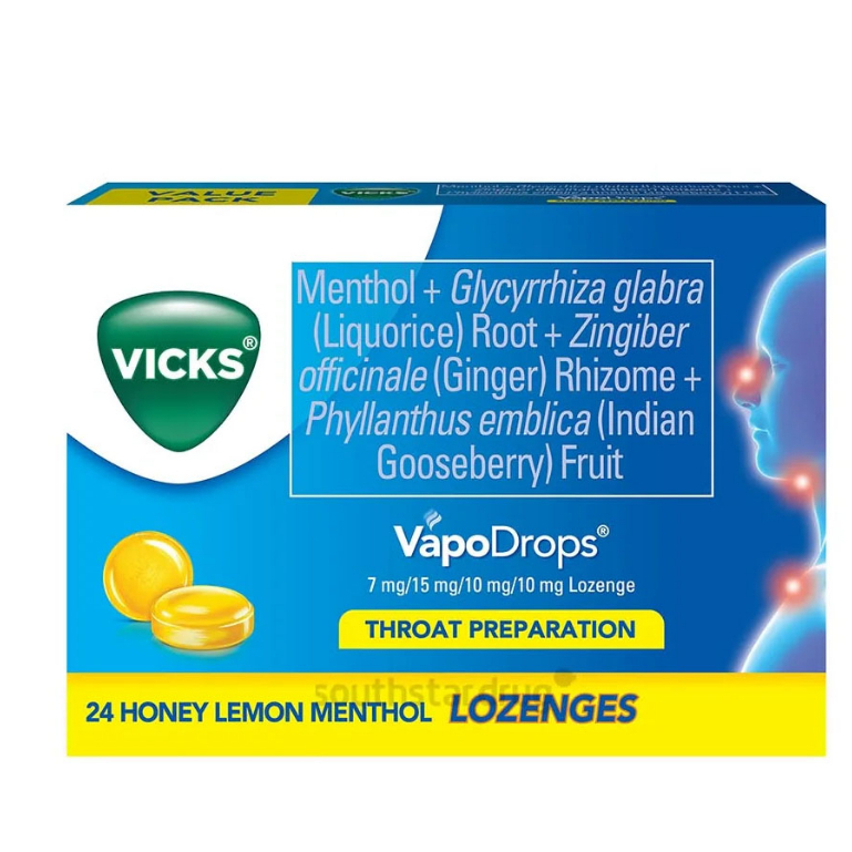 Vicks VapoDrops Menthol Glycyrrhiza Glabra Throat Preparation 24 ...