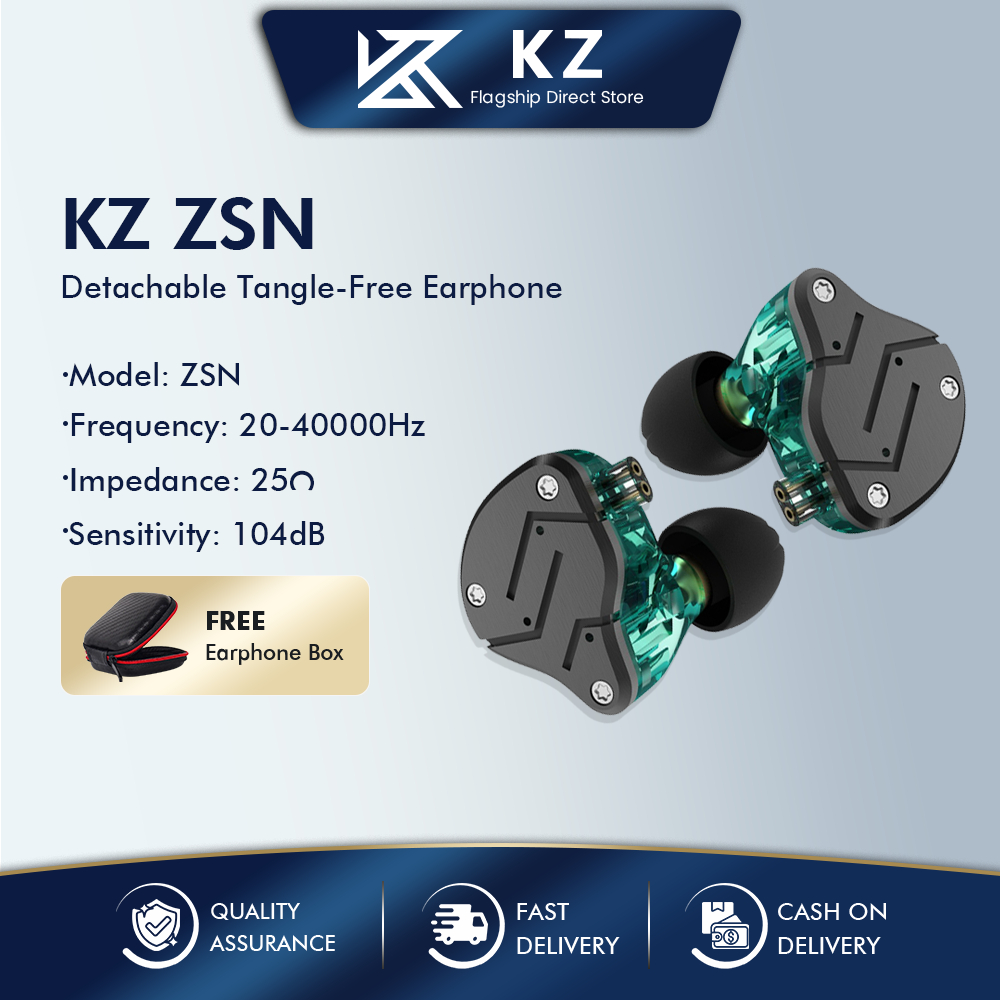 KZ ZSN / ZSN Pro Detachable Tangle-Free Cable in-Ear HD with Mic In Ear ...