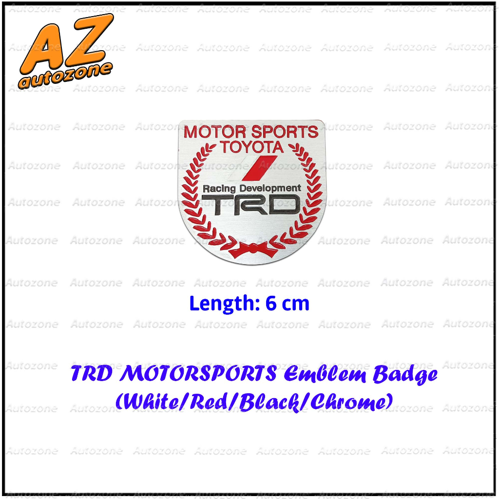 TRD MOTORSPORTS Emblem Badge for Toyota Cars (White/Red/Black/Chrome ...
