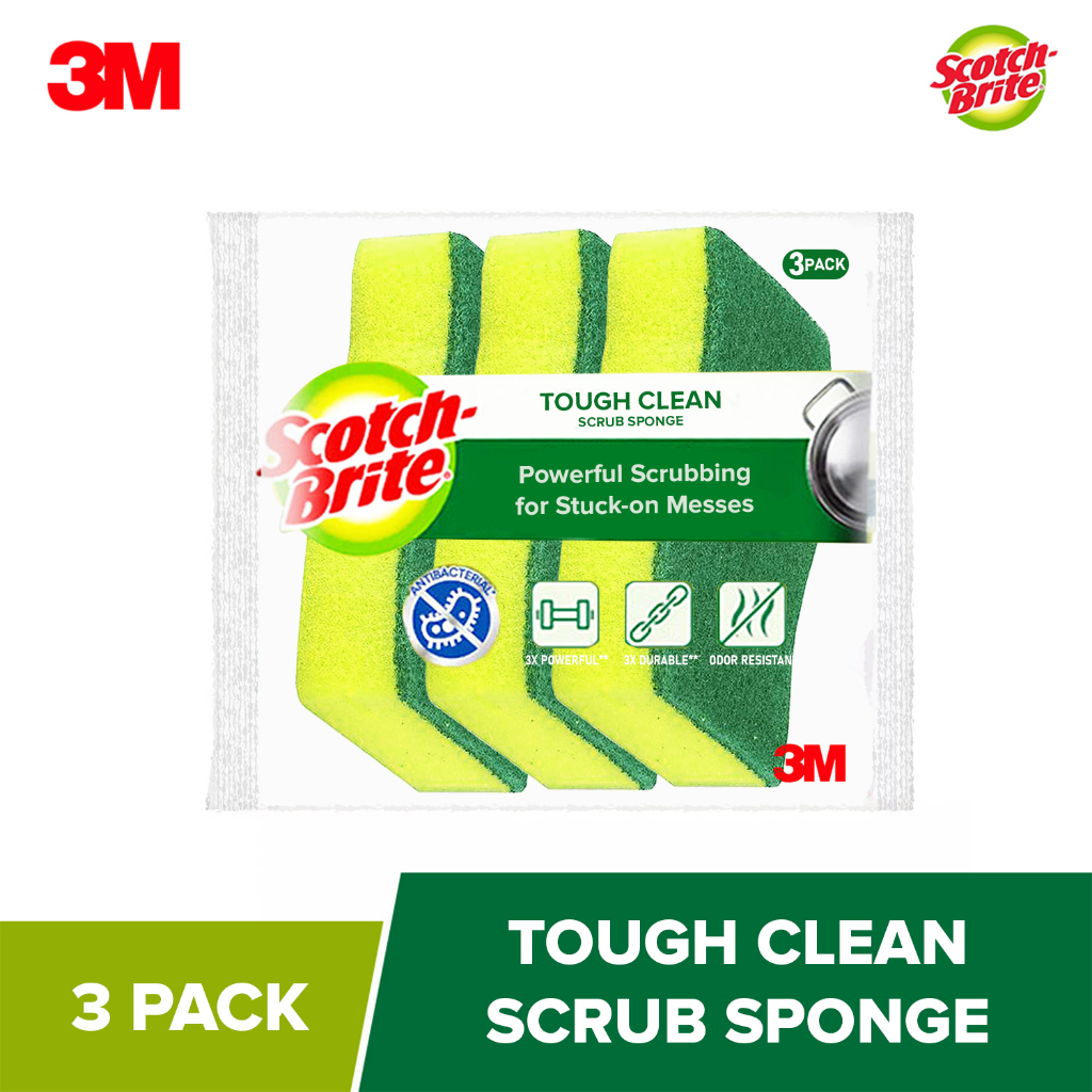 3M Scotch Brite Tough Clean Anti Bacteria Scrub Sponges 3pc/VP ...