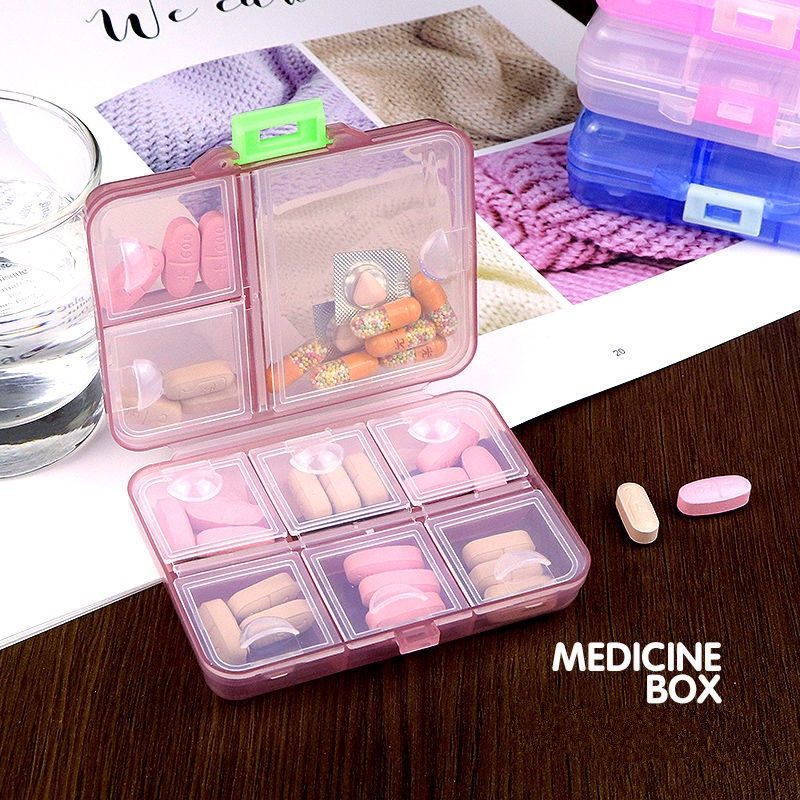 Double-layers 9 Grids Medicine Storage Organizer Case Box Portable Med ...