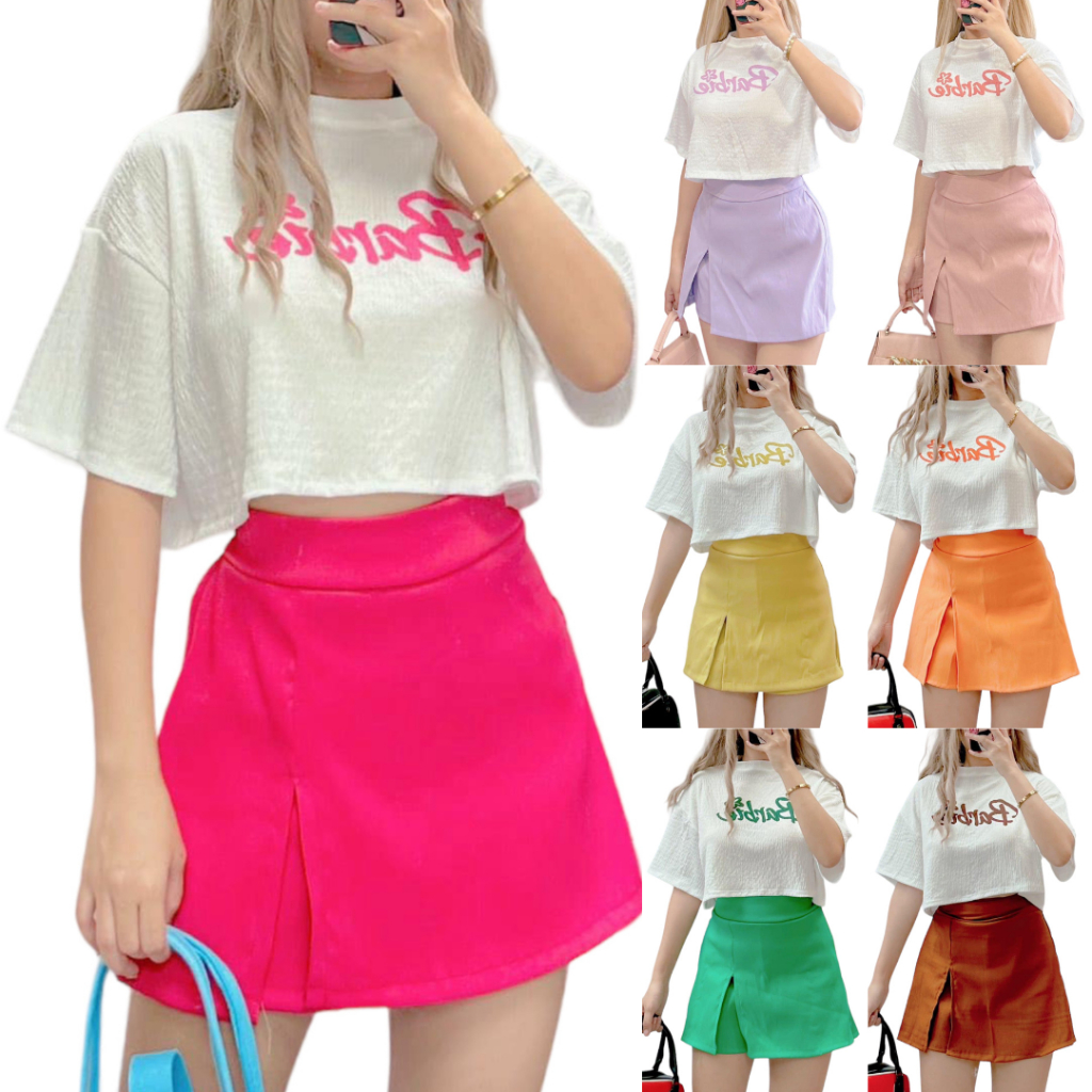 GC Barbie Loose Crop Shirt Top and Skort Terno for Women| Free-Size ...