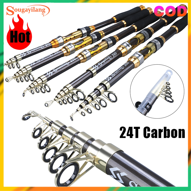 Sougayilang 2.1m-3.6m Telescopic Fishing Rod Carbon Fiber Portable Rod Ultra Light Spinning Rod ...