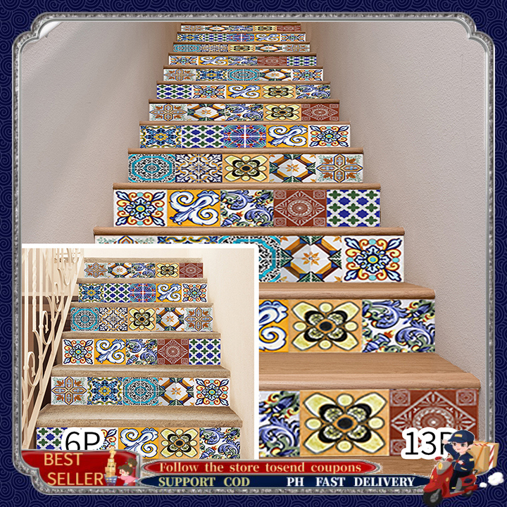Self Adhesive PVC Staircase Decoration Stickers 3D Landscape Wallpaper ...