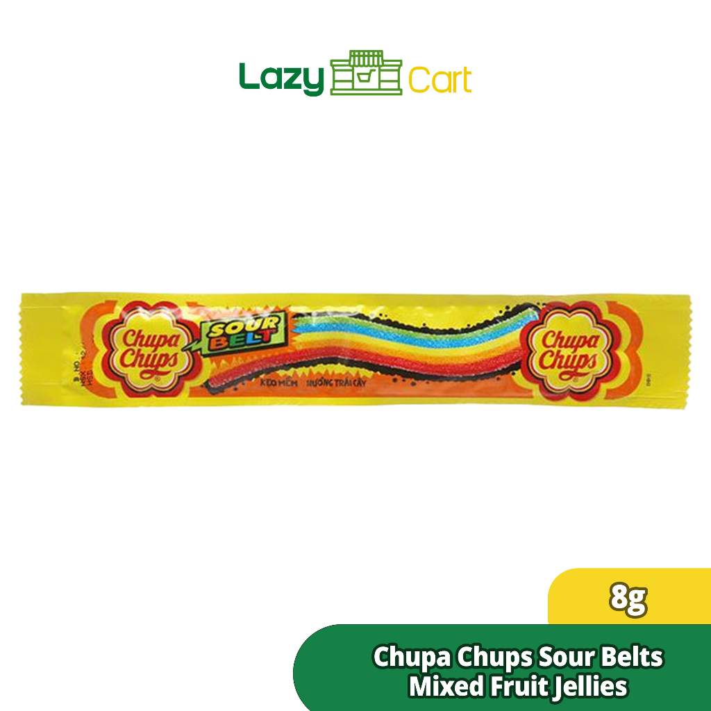 Chupa Chups Sour Belts Mixed Fruit Jellies 8g - Tangy and Fruity ...