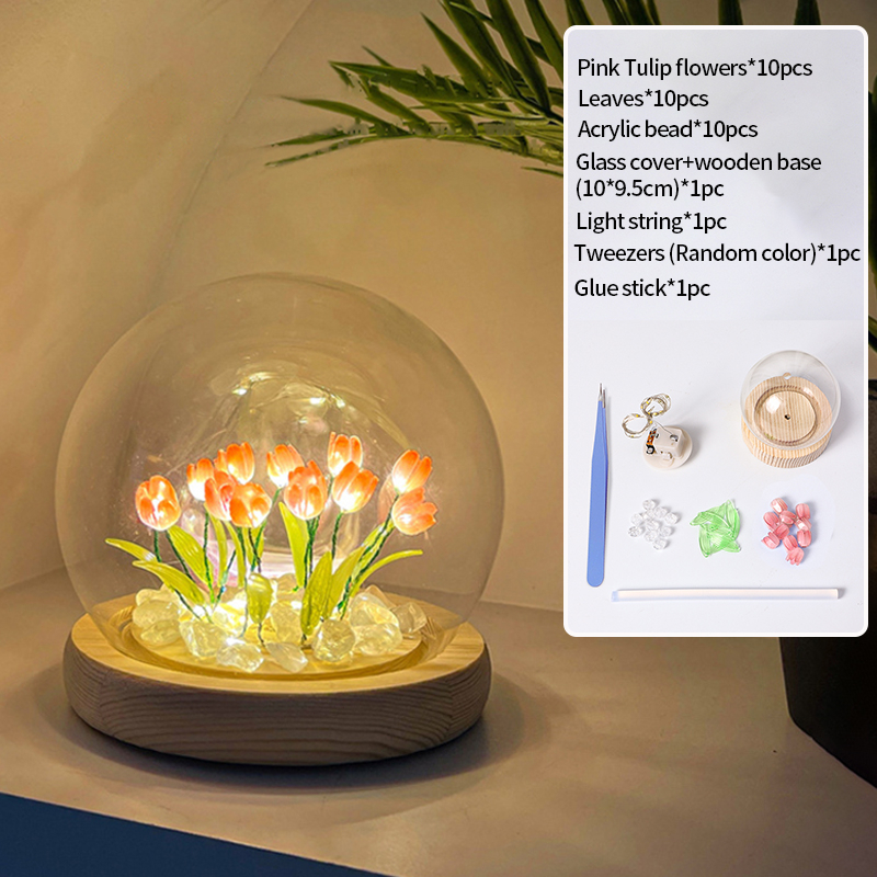 Tulip diy night light homemade flower creative atmosphere flower lamp ...
