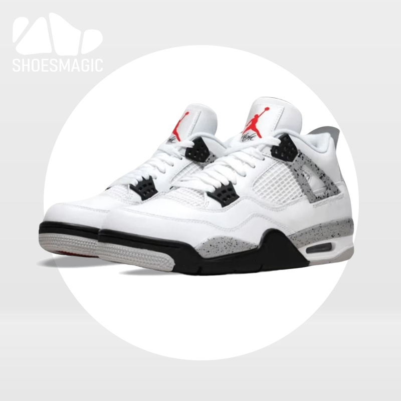 J4 retro white element Durable Mid Top Retro Sneakers Shoe White Grey ...