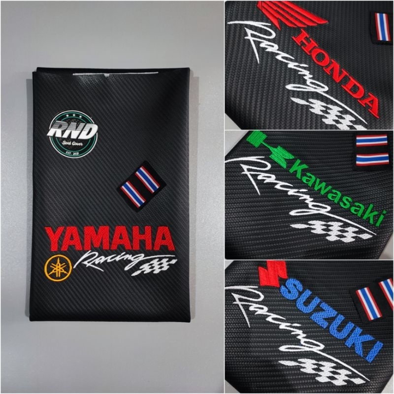 Racing motorcycle seat cover ( free sticker & etiquette ) | Shopee ...