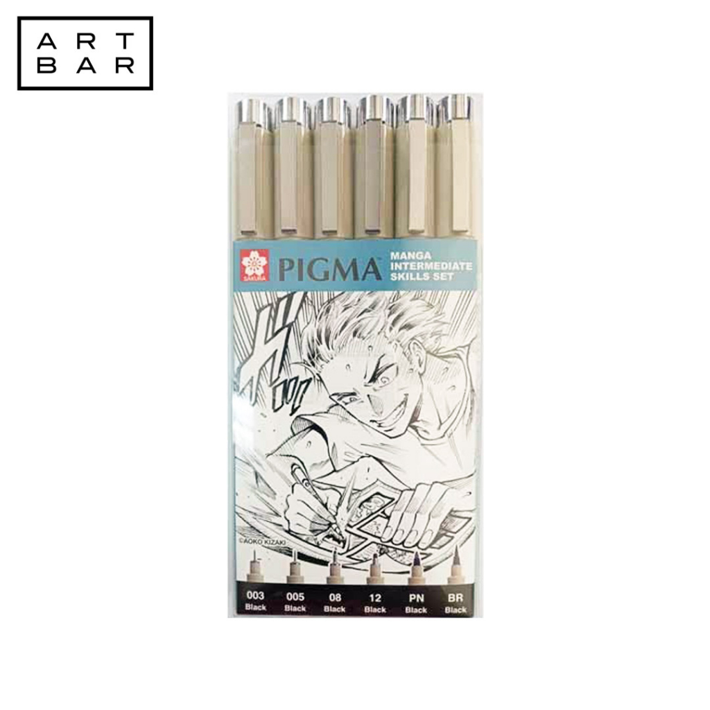 Sakura Pigma Micron Manga Intermediate Set Drawing Pen Xsdk-M6B Black ...