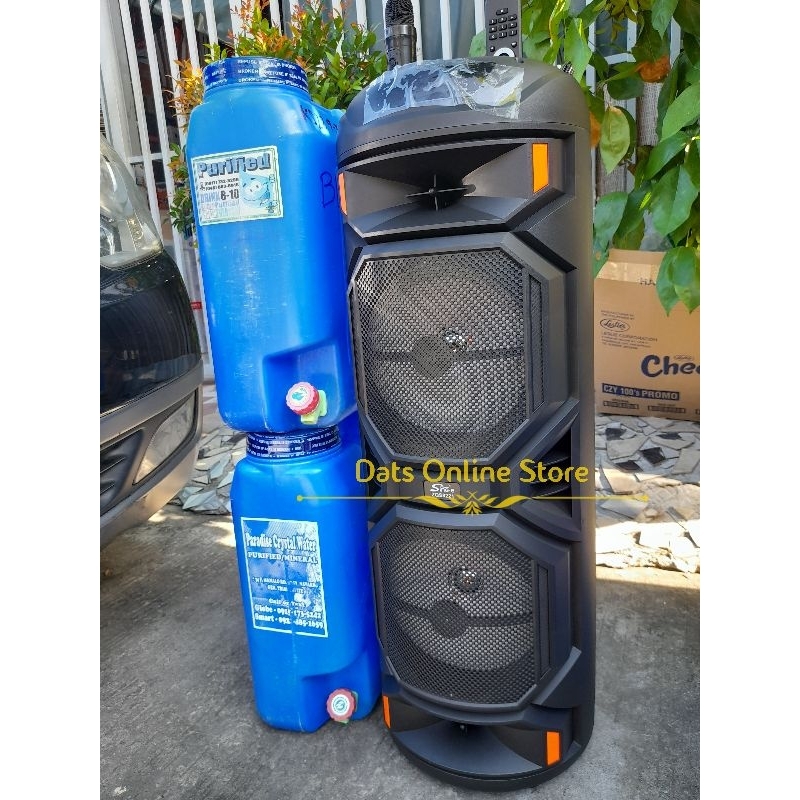 ZQS-8221 Double Big Size 8"x2 Bluetooth Karaoke Speaker w/ Treble, Bass, Echo,FREE Wireless Mic ...