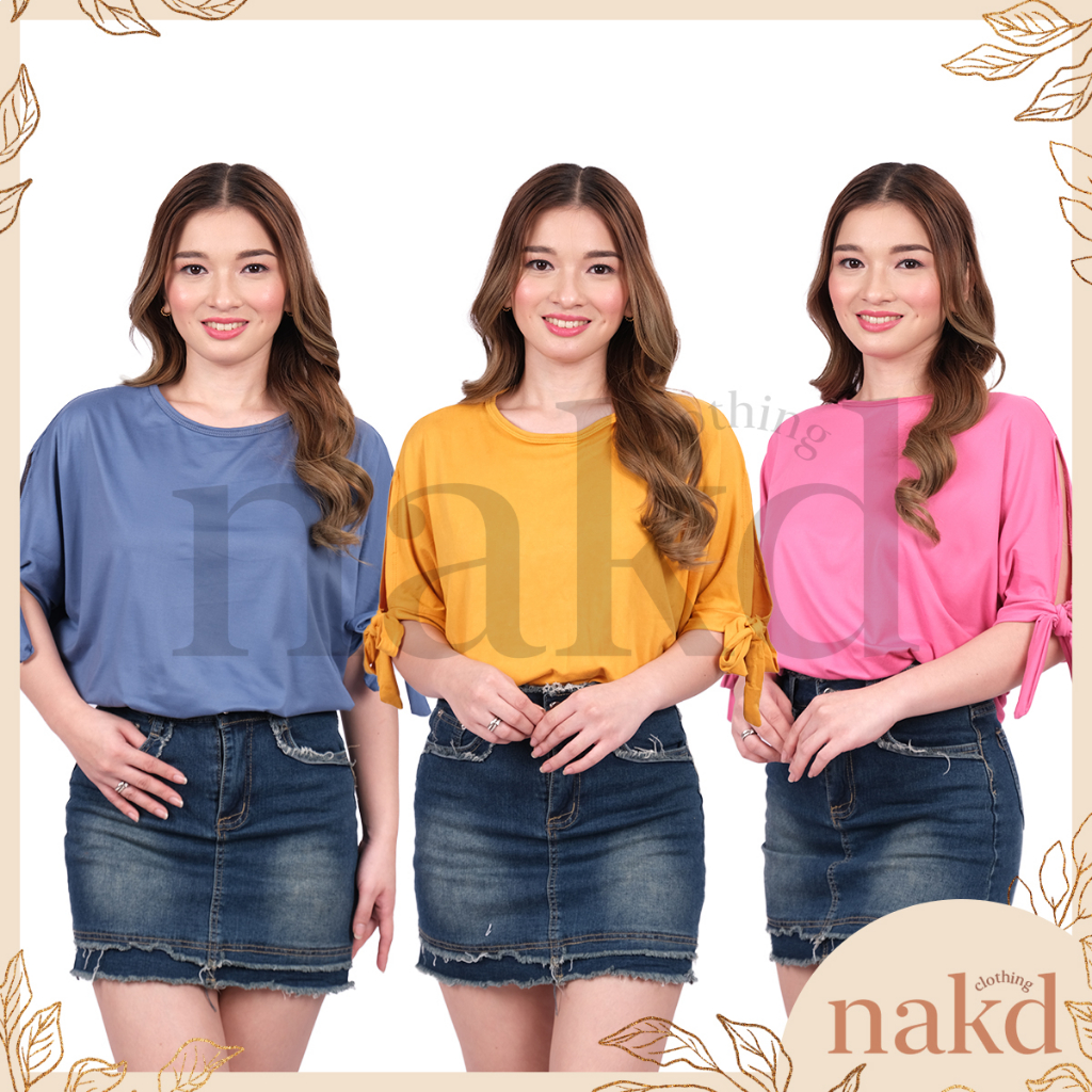 NAKD FASHION KRIS DAILY BASIC LOOSE RIBBON TIE SLEEVES CASUAL BLOUSE ...