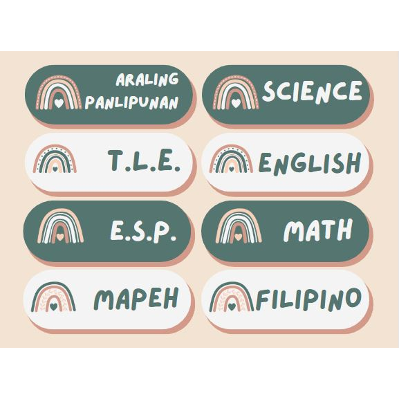 16 pcs Aesthetic SCHOOL Subject and Name Stickers for Notebooks V1 ...