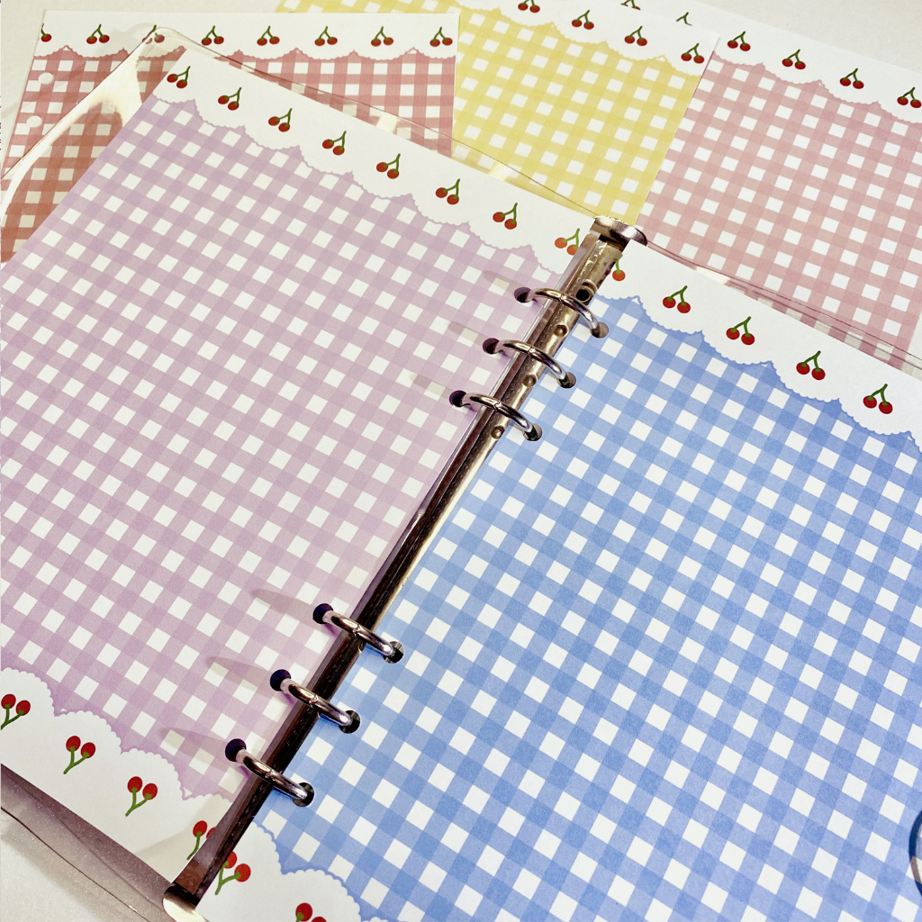 10 pcs cherry gingham ribbon binder refill for a5 a6 planner diary by ...