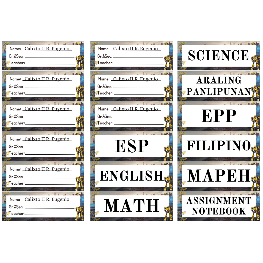 NAME/SUBJECT STICKER FOR BOYS | Shopee Philippines