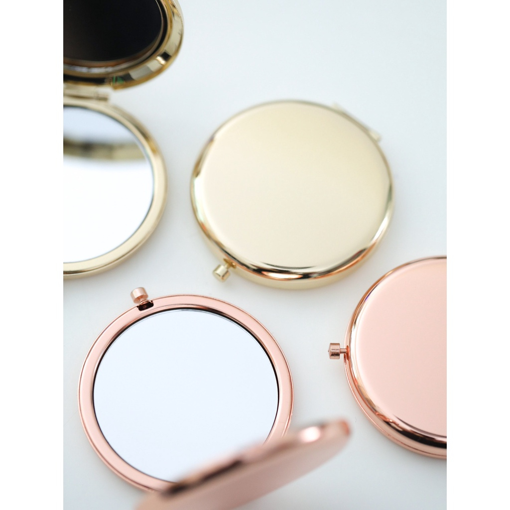 Round Foldable Metal Compact Mirror | Perfect for Wedding Birthday Souvenirs Gold Rose Gold ...
