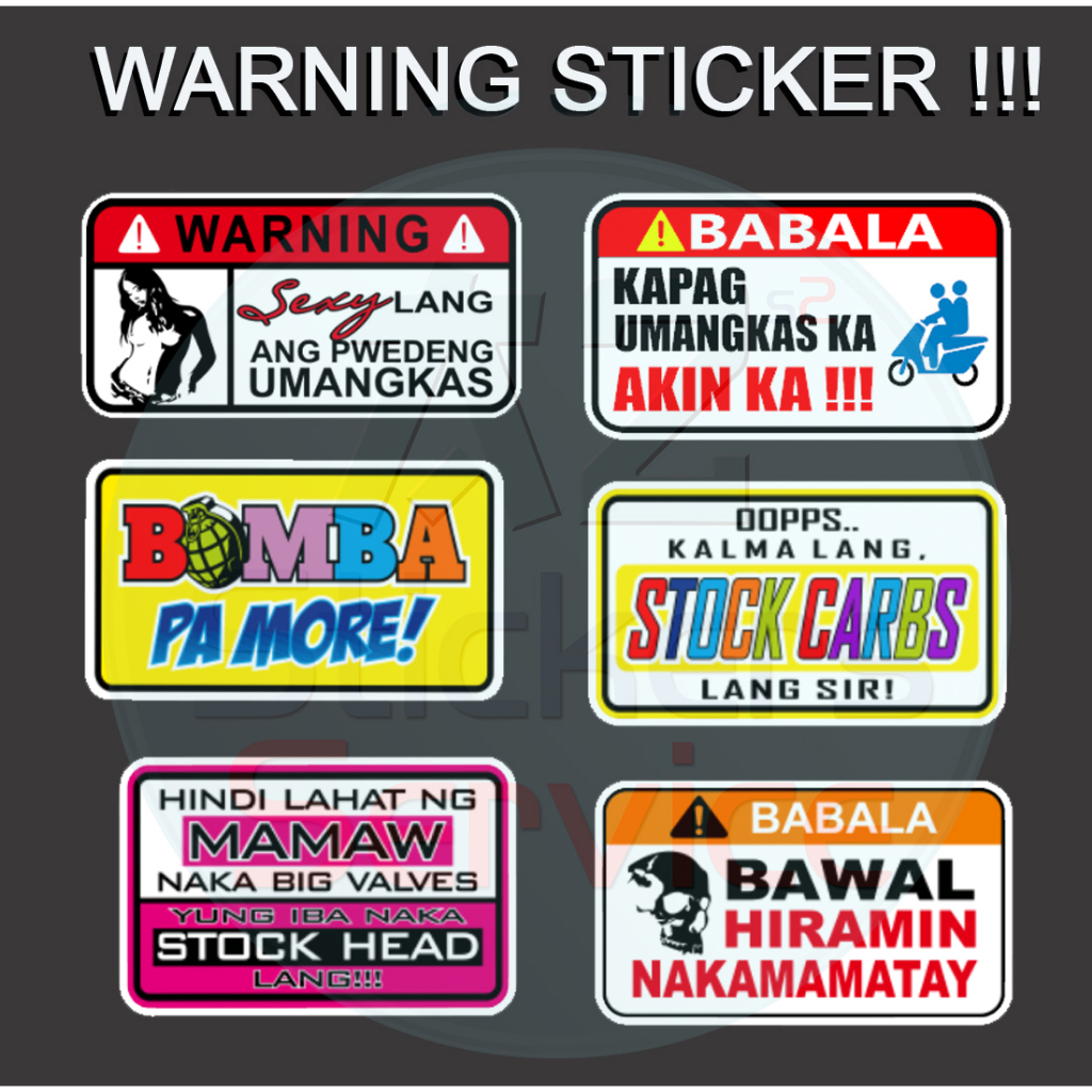 Motorcycle WARNING Sign Sticker - Set 3 (6 pcs) | Shopee Philippines