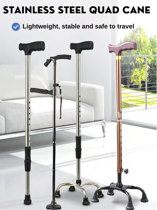 Quad Cane Adult Stainless Tungkod Lightweight Walking Stick 4 Legs ...