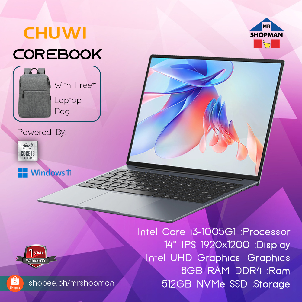 CHUWI CoreBook Intel Core i3-1005G1 | 14" IPS 1920x1200 | 8GB Ram | 512GB Nvme Laptop | Shopee ...