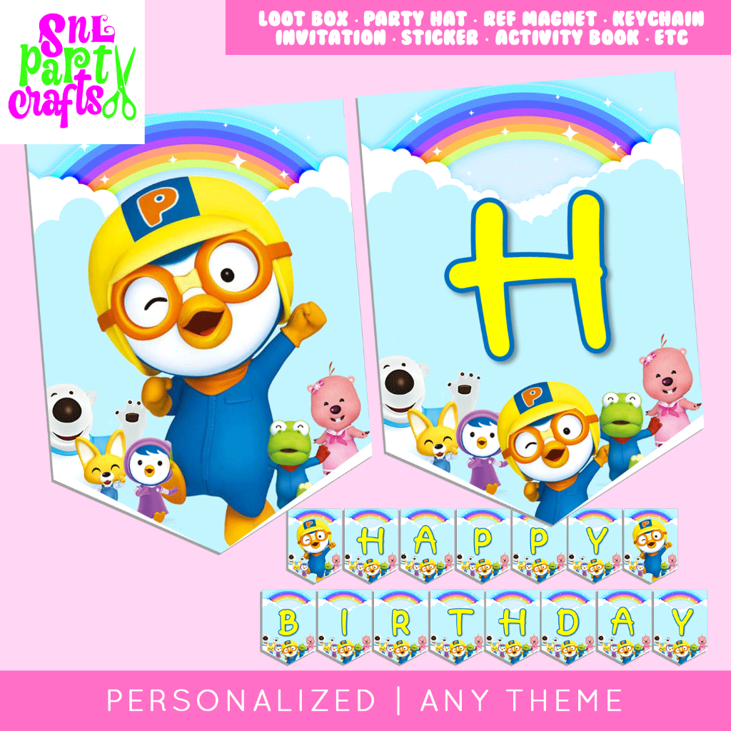 (Large Size) Pororo Customized Birthday Banner Pororo Backdrop | Shopee ...