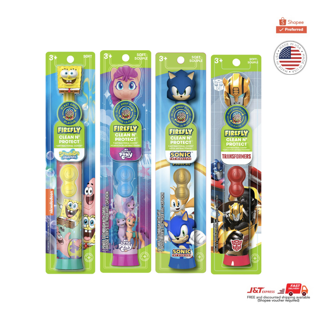 AUTHENTIC Firefly Clean N' Protect Kids Battery Powered Toothbrush w ...