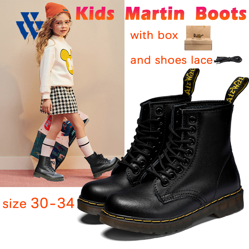 Unisex Martin Boots For Kids Girls And Boys Ankle Boots Black Students ...