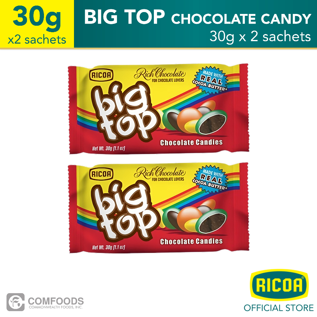 RICOA Big Top Chocolate Candy 30g Sachet - Pack of 2 | Shopee Philippines