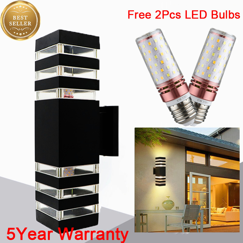24W Outdoor Wall Light Send LED E27 Bulb IP68Waterproof Aluminum Garden ...