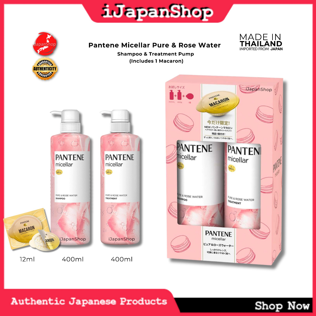 Pantene Micellar Pure and Rose Water Shampoo and Conditioner 400ml with ...
