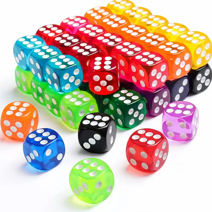 (SOLD BY 5 PCS) acrylic Colored dice good quality for board games ...