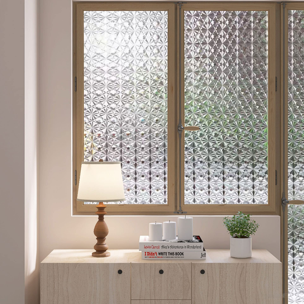 Window Privacy Film 3D Diamonds Decorative Window Decals, Static Cling ...