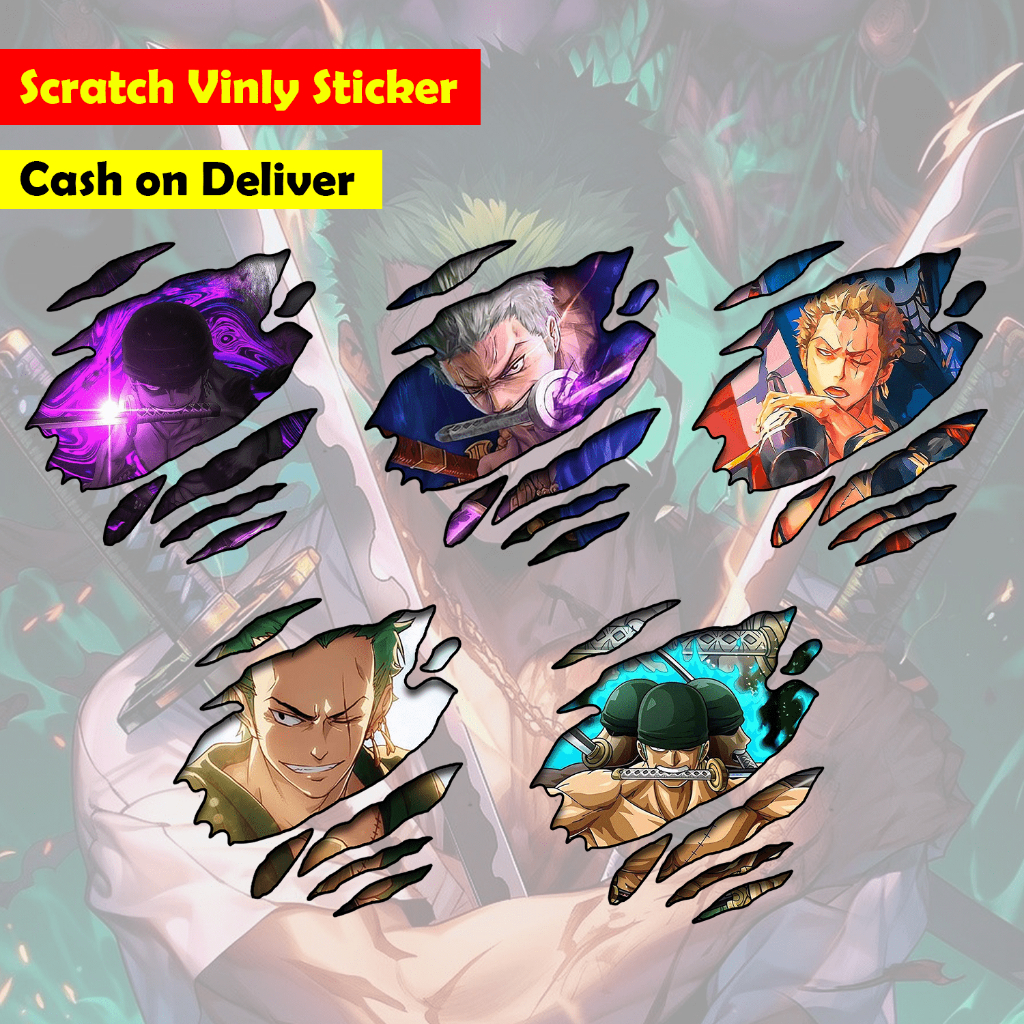 BUY 2 GET 1 | WATERPROOF Zoro | One Piece Scratch Sticker I Laminated ...