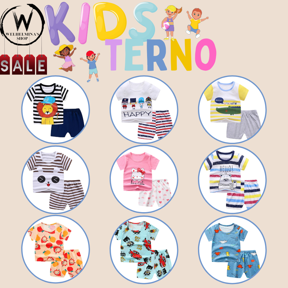 Welhelmina's Kids Terno Children's Summer Clothing 2pcs Set 100% Cotton ...