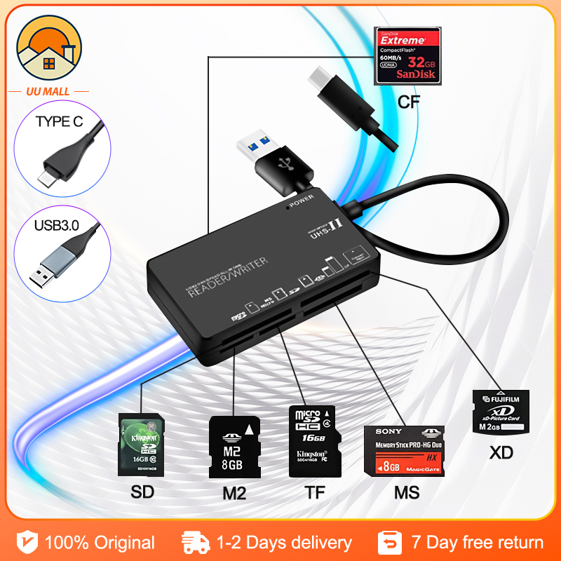 type-c usb2.0 multi card reader sd/xd/cf/tf/ms/m2 all in one port ...