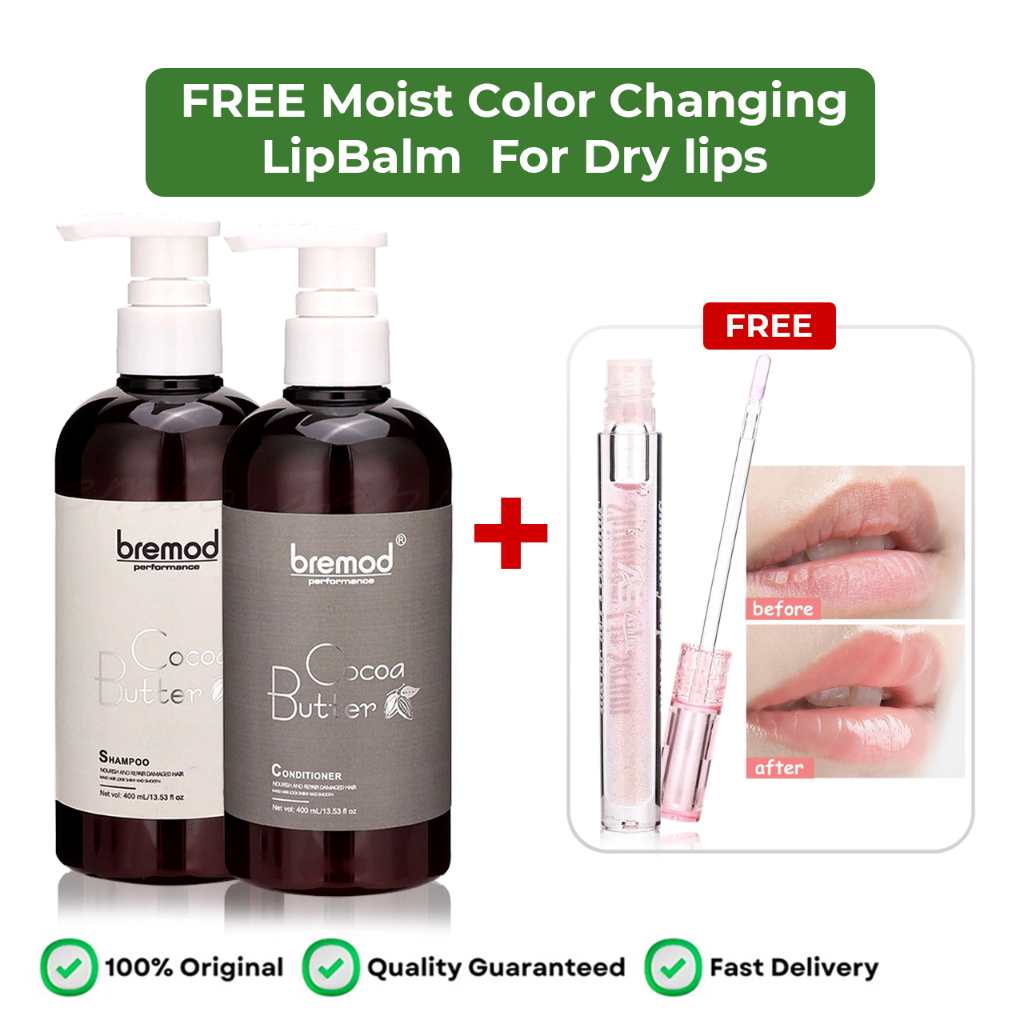 Bremod Premium Cocoa Butter Shampoo + Conditioner Set Anti-Frizz Hair ...