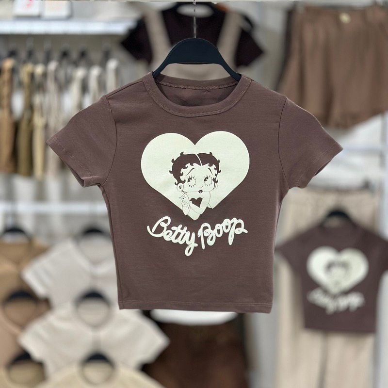 Betty Boop Printed Micro Tee Collection Aesthetic Y2K Cotton Crop Top ...