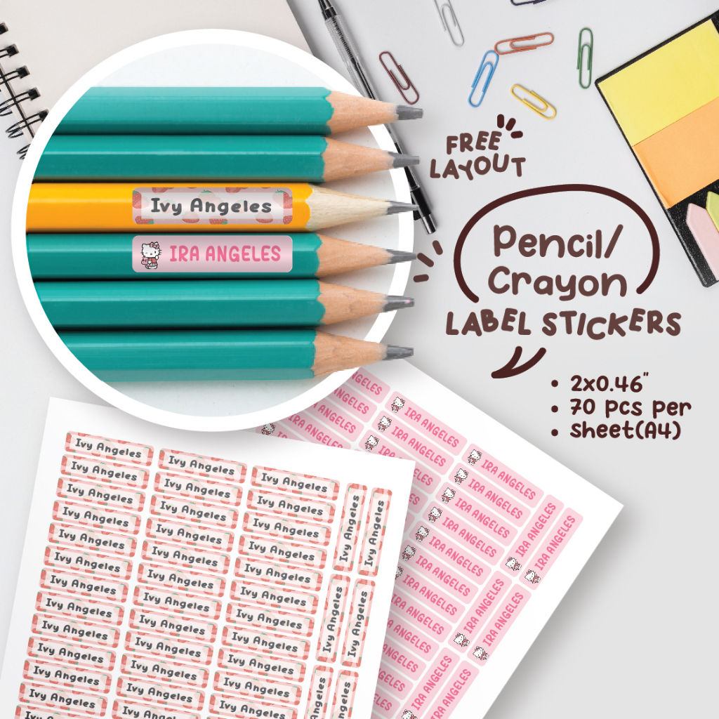 Pencil/ballpen/colorpen Label Stickers | 92pcs | customized | Shopee ...