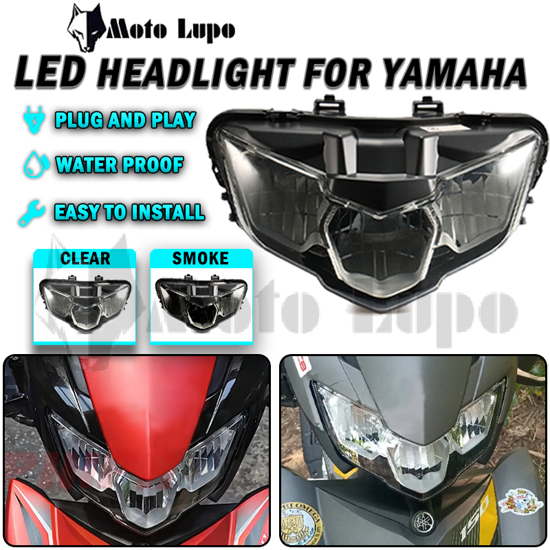 Headlight Assembly LED For SNIPER D150/152 Y15 V1/V2 Wlth Hlgh And Low Beam (TINTED / SMOKE ...