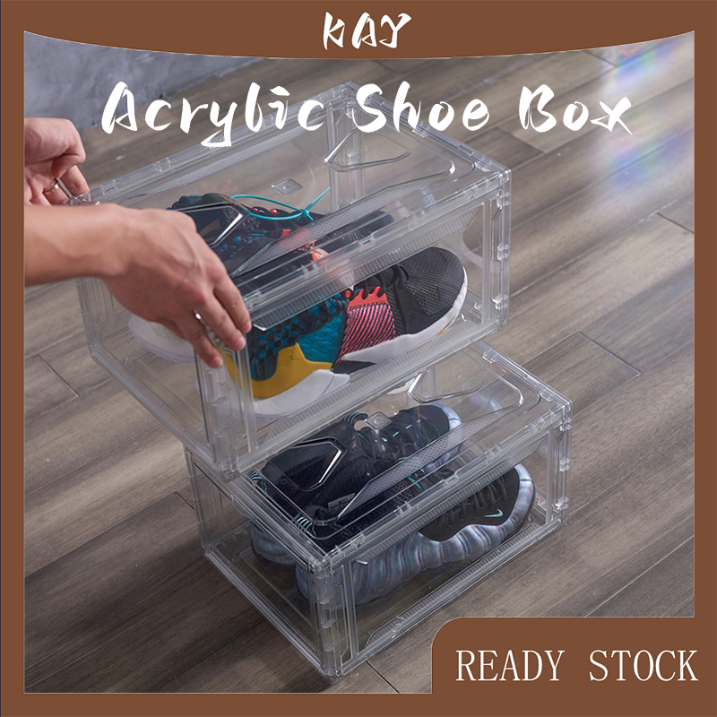 Acrylic Shoe Box Transparent Magnetic Shoe Box Front Open Shoe Box ...