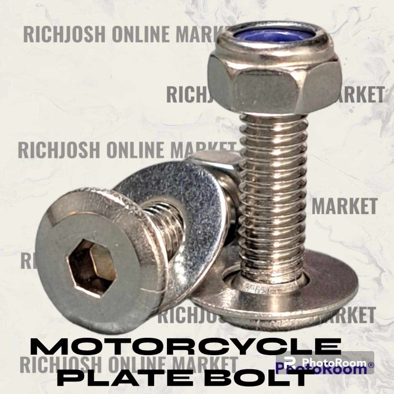 2PCS STAINLESS MOTORCYCLE PLATE NUMBER BOLT / PLAKA BOLT | Shopee ...