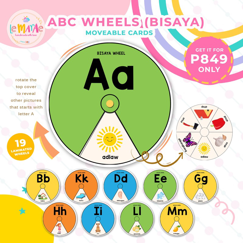BISAYA ALPHABET WHEELS VISAYAN ALPHABET WHEELS Laminated Educational ...