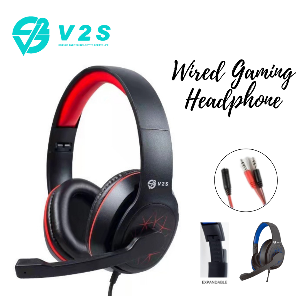 V2S K2Pro Headband Earphone Wired Gaming Headphone With Headset Stereo ...