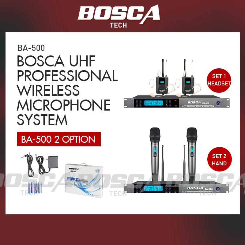 BOSCA UHF Professional Wireless Microphone System BA-500 Headset ...