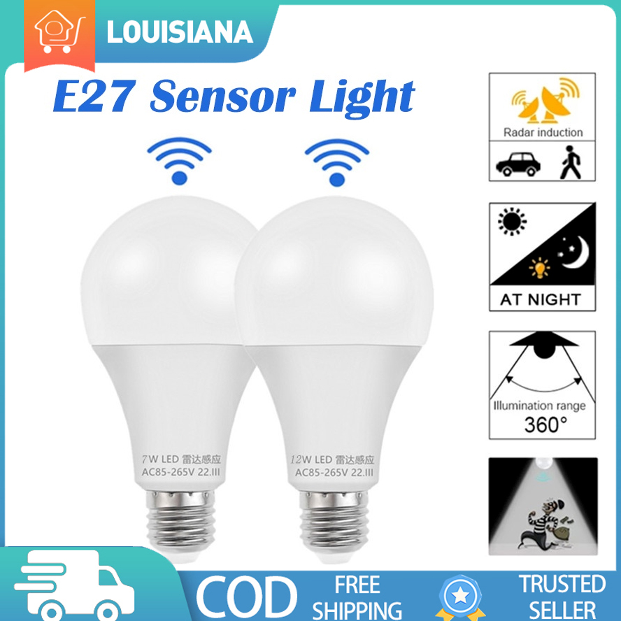 LED Sensor Bulb E27 7W 12W Dusk to Dawn Smart Lamp Bulbs Auto On/Off ...