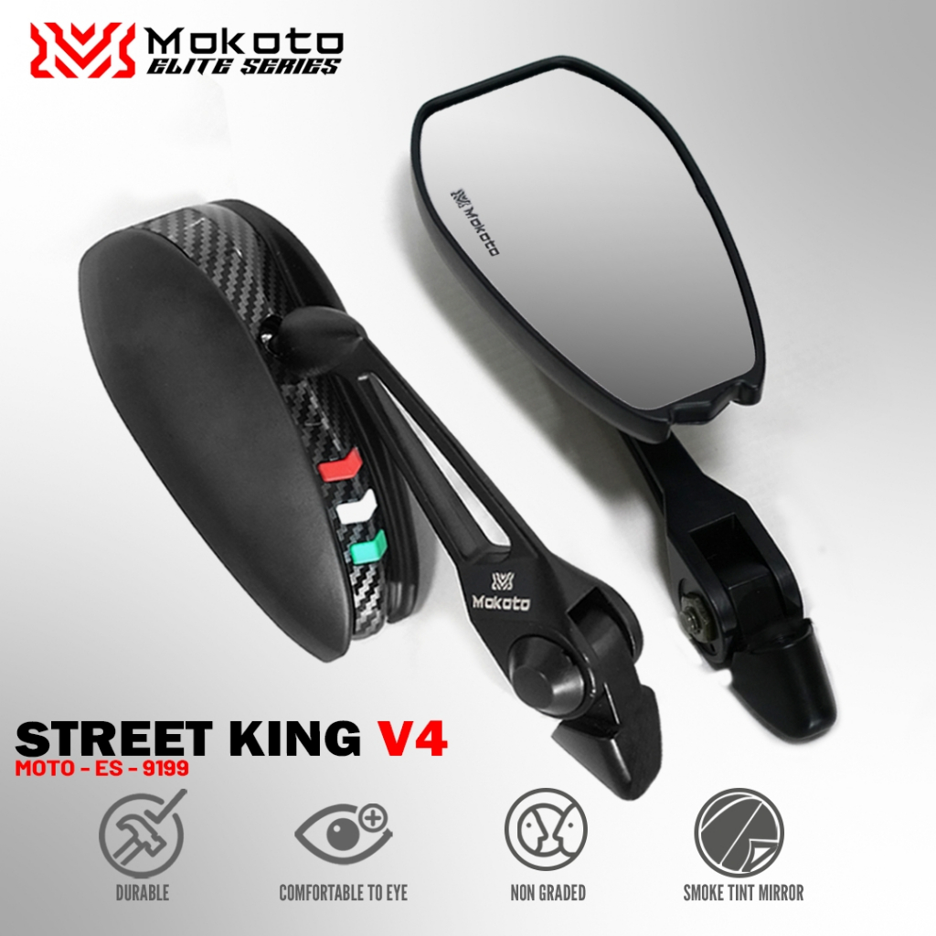 MOKOTO ELITE SERIES STREET KING SIDE MIRROR SLIGHTLY SMOKE WITH EYE ...