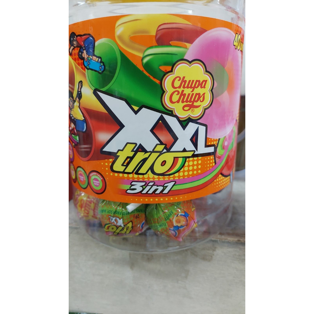 Chupa Chups XXL Trio 3in1 Lollipop (40pcs per jar) | Shopee Philippines
