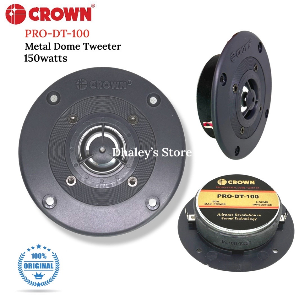 Original Crown PRO-DT-100 Metal Dome Tweeter 150watts 4" frame tweeter ...