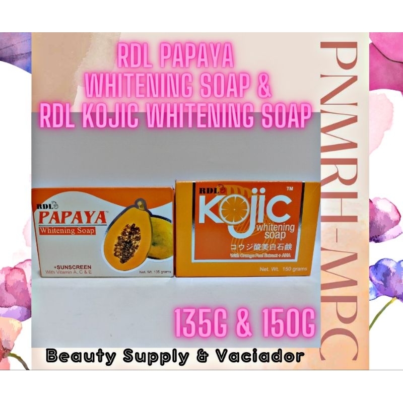 RDL Papaya Whitening Soap 135g & RDL Kojic Whitening Soap 150g | Shopee ...