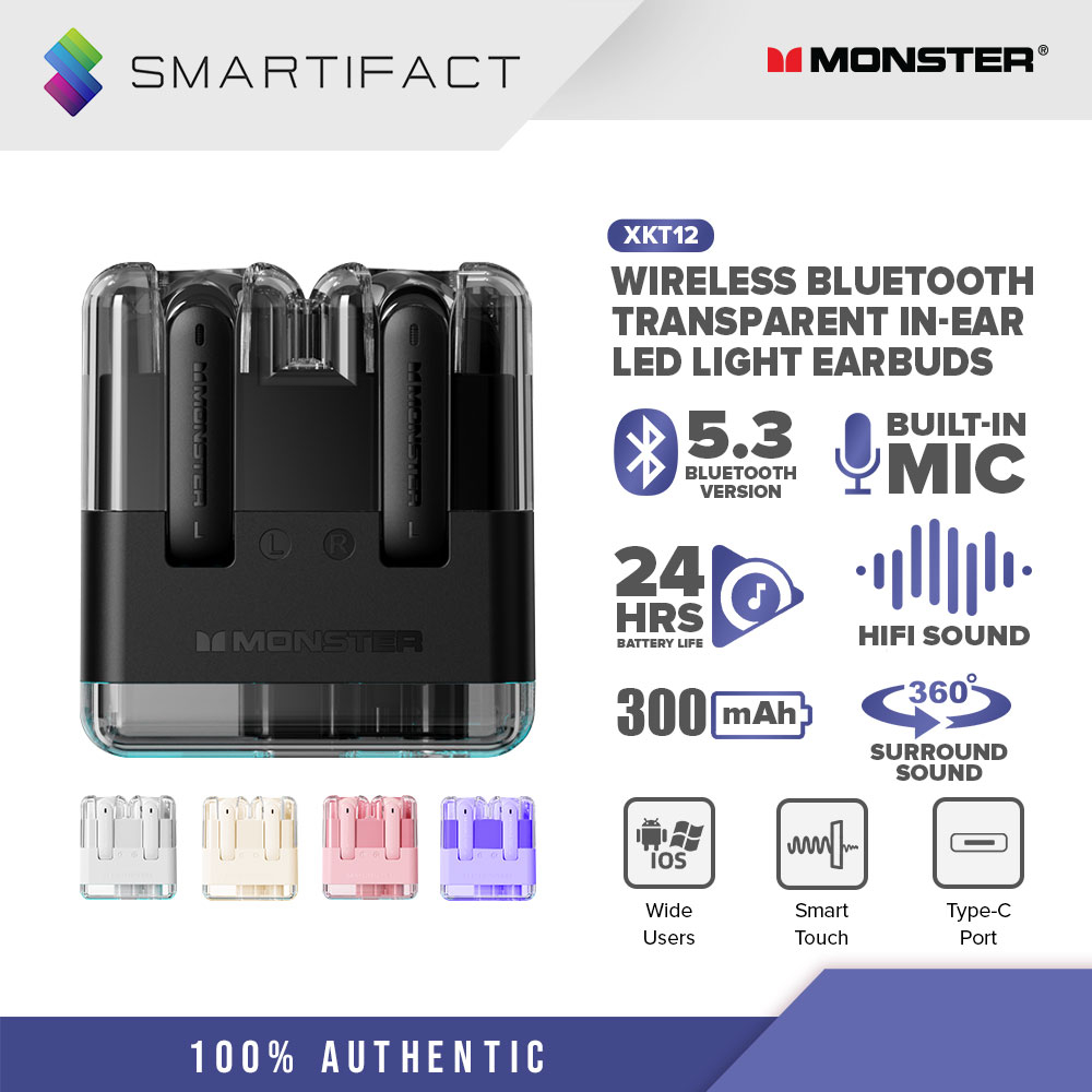 Monster XKT12 True Wireless Earbuds ENC Noise Canceling Bluetooth 5.3 ...