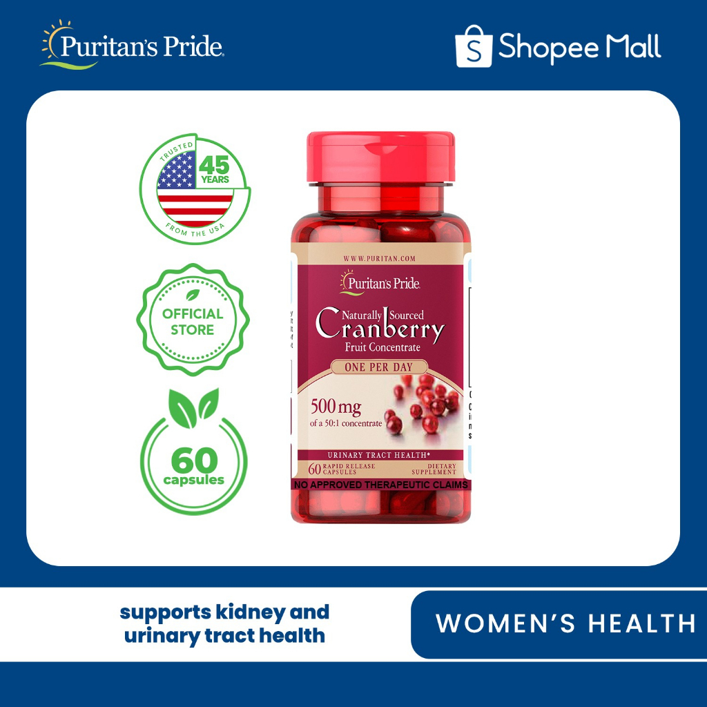 Cranberry Fruit Concentrate 500mg 60 capsules Puritan's Pride | Shopee ...